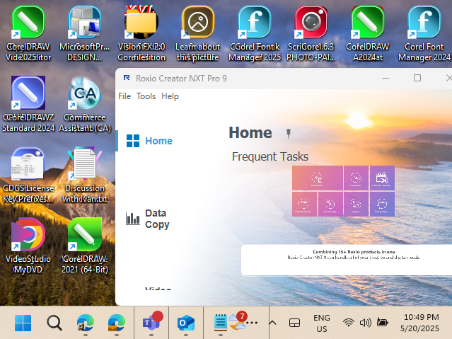 KB Corel: Roxio: When Creator NXT 9 launches the screen shrinks and the Roxio window occupies ...